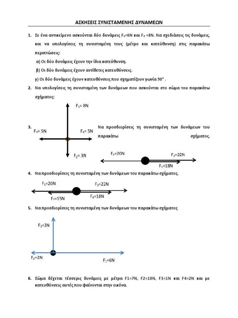 ΑΣΚΗΣΕΙΣ ΣΥΝΙΣΤΑΜΕΝΗΣ ΔΥΝΑΜΕΩΝ | PDF