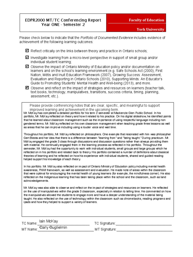 Practicum Report 2019 20 Iain Mckay | PDF | Mentorship | Teachers