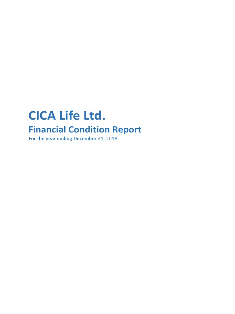 CICA Life LTD.: Financial Condition Report | PDF | Risk Management ...