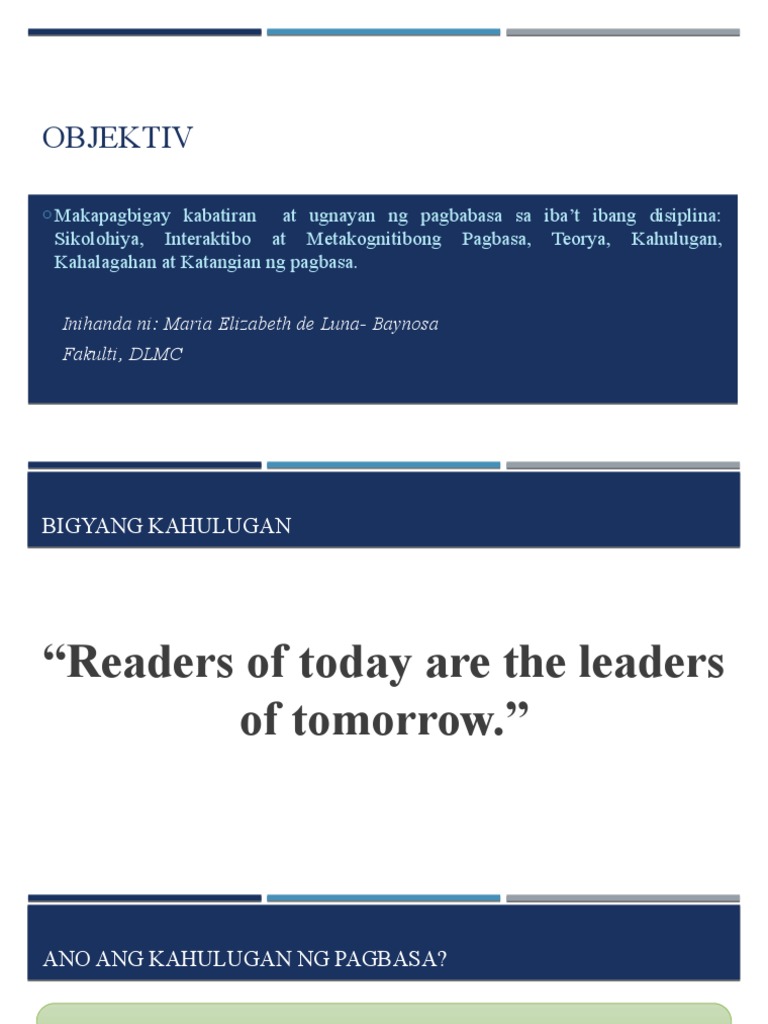 Lesson On Pagbasa at Pagsulat Tungo Sa P | PDF