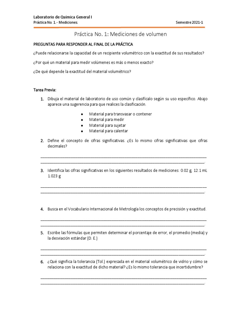 Práctica 1 - Mediciones de Volumen | PDF | Volumen | Exactitud y precisión