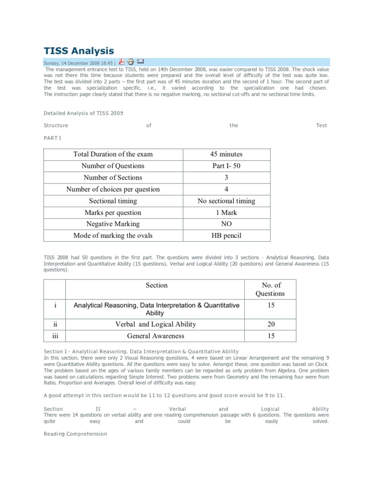 Tiss Analysis | PDF | Question | Economics