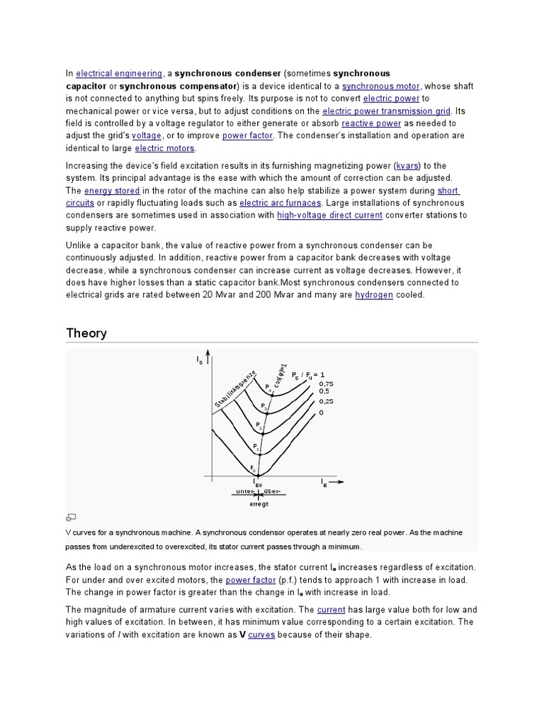 Synchronous Condenser: Power Factor Control | PDF | Electromagnetism ...