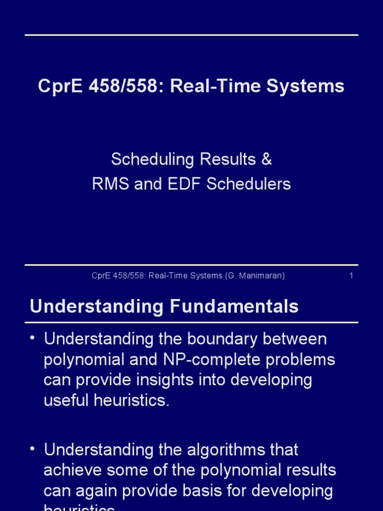 Cpre 458/558: Real-Time Systems: Scheduling Results & Rms and Edf Schedulers | PDF | Scheduling ...