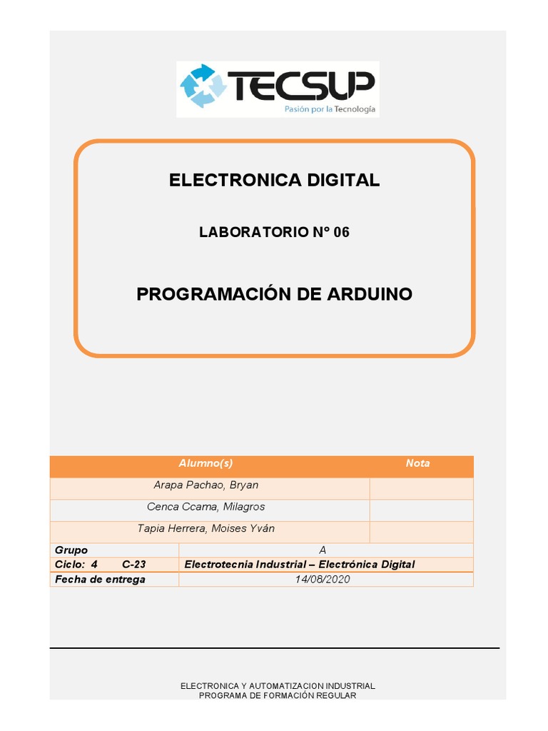 Lab 06 Introducción A Arduino Pdf Arduino Programación De