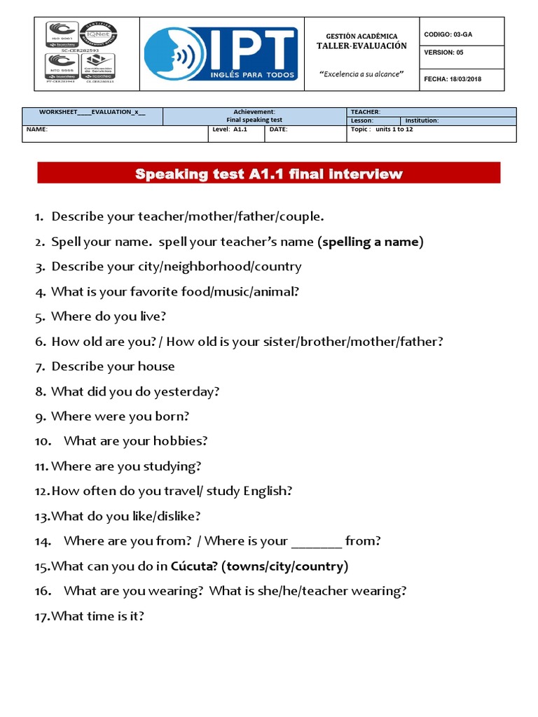A1.1 - Final Interview | PDF