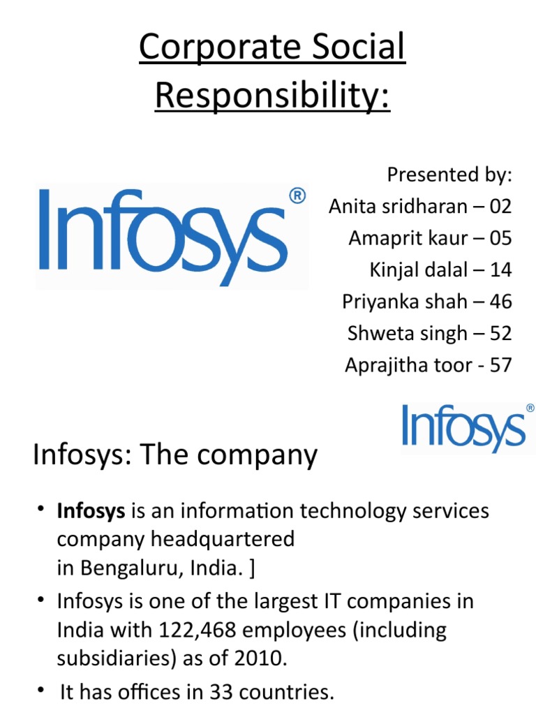 Infosys Corporate Social Responsibility Overview | PDF | Career & Growth