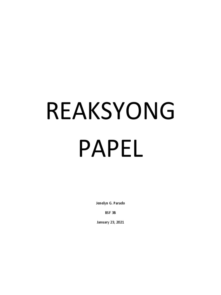 Halimbawa NG REAKSYONG PAPEL | PDF
