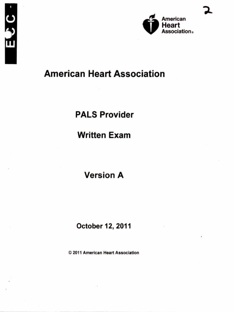 PALS Written Exam A | PDF | Cardiopulmonary Resuscitation | Shock ...