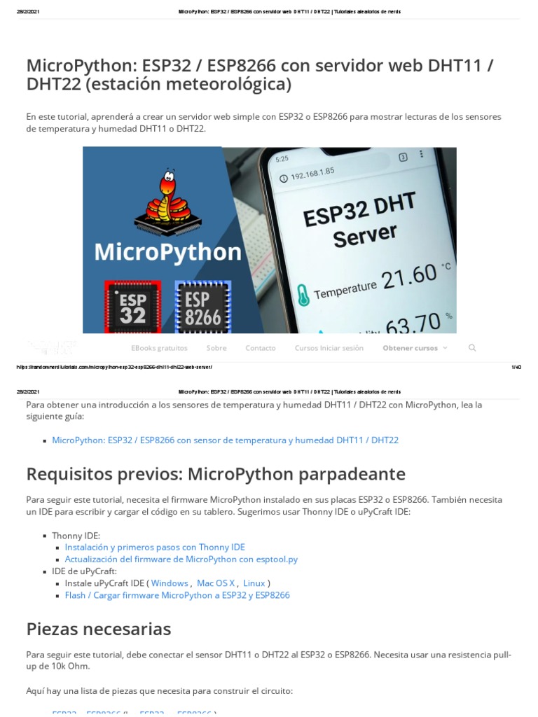MicroPython - ESP32 - ESP8266 Con Servidor Web DHT11 - DHT22 - Tutoriales Aleatorios de Nerds ...