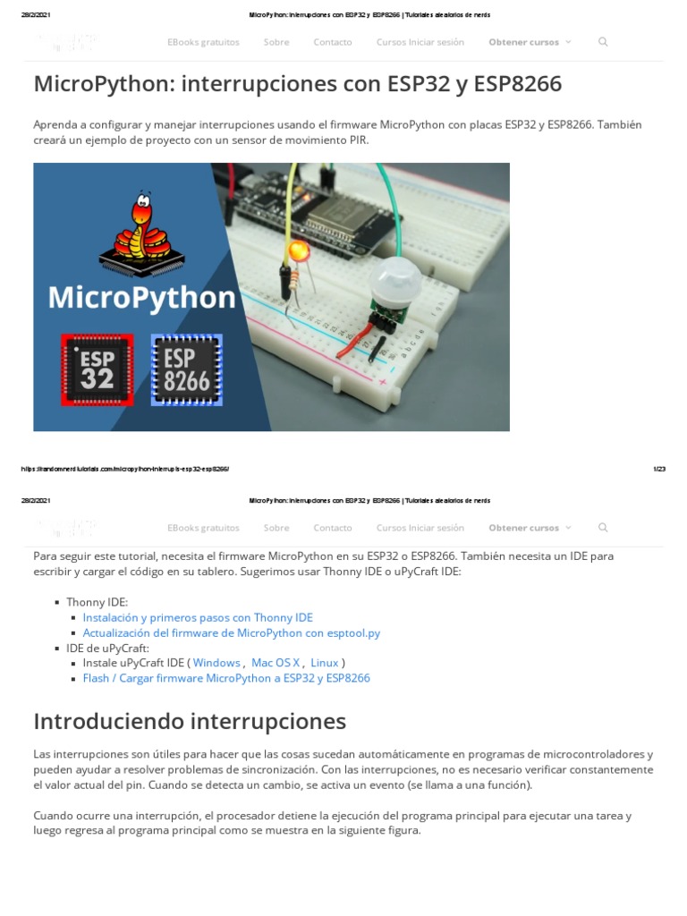 Micropython Interrupciones Con Esp32 Y Esp8266 Tutoriales Aleatorios De Nerds Pdf