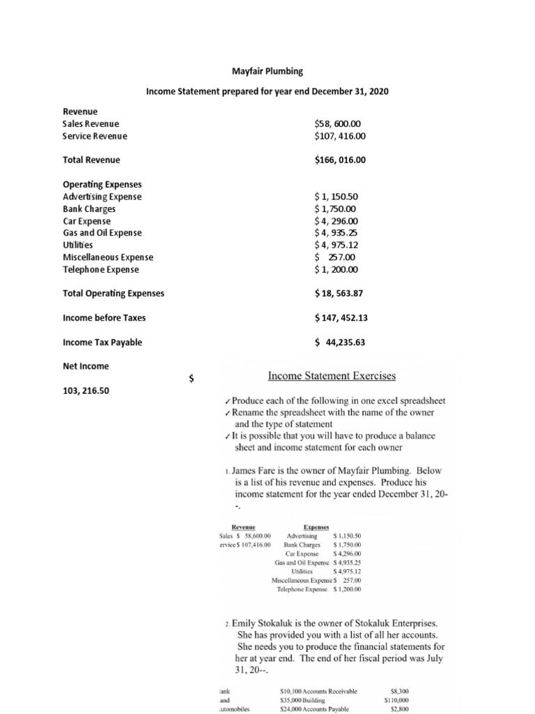 Income Statement Exercise | PDF