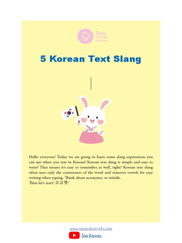 5 Korean Text Slang Ac6hkj | PDF | Human Communication | Languages