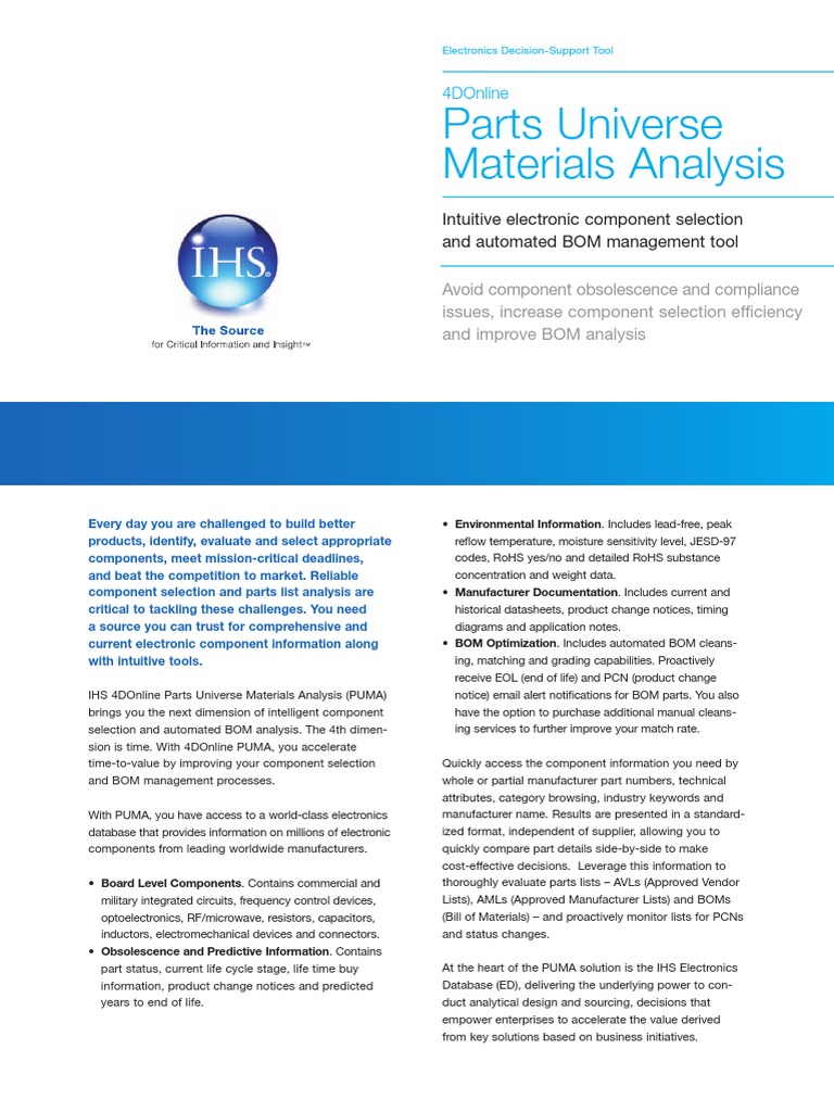 Parts Universe Materials Analysis: Intuitive Electronic Component ...