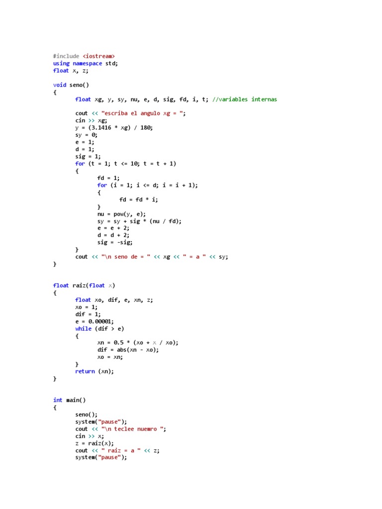 Using Namespace Float Void Float: #Include | PDF