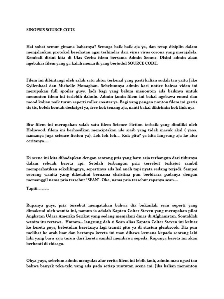 Sinopsis Source Code | PDF