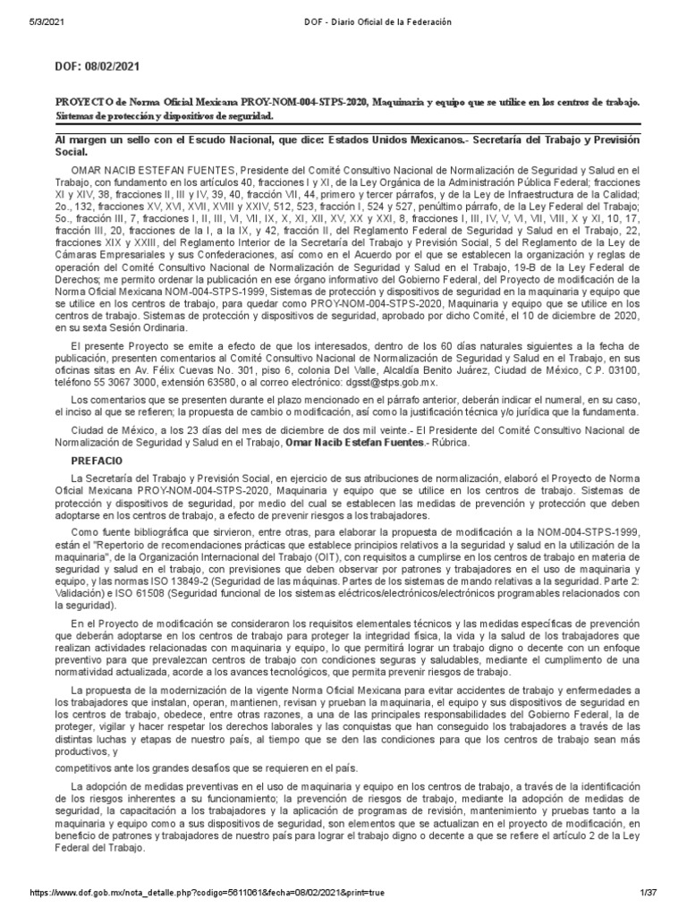 Nom 004 STPS 2020 | PDF | Seguridad | México