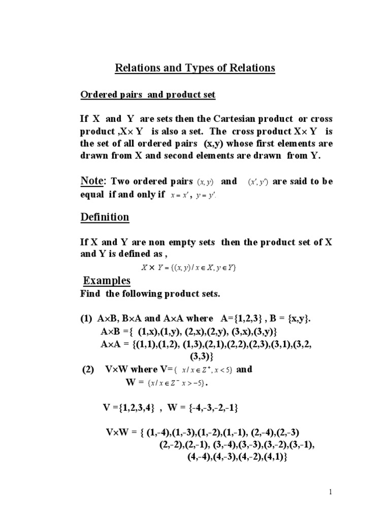 Relations and Types of Relations Explained | PDF | Function ...