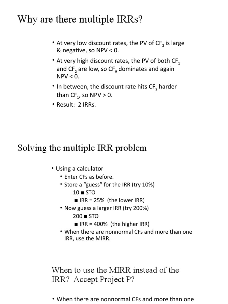 Solving The Multiple IRR Problem | PDF