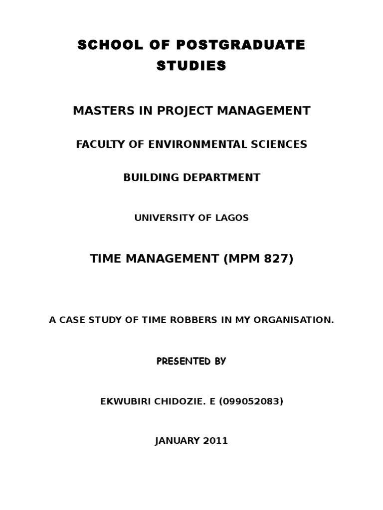 A Case Study On Time Robbers | PDF | Time Management | Professional Skills