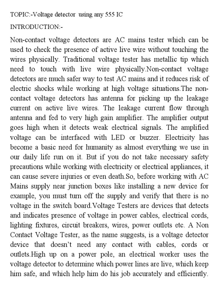 Voltage Detector Using Any 555 IC | PDF | High Voltage | Bipolar ...