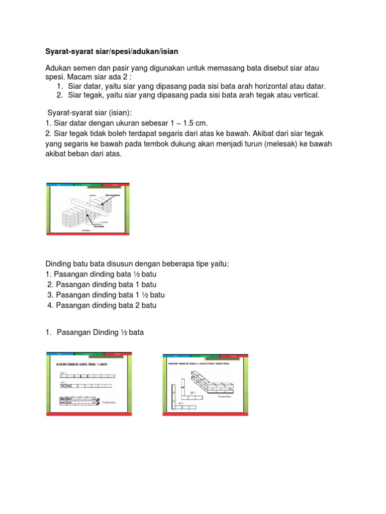 Syarat Siar Bata dan Tipe Dinding | PDF