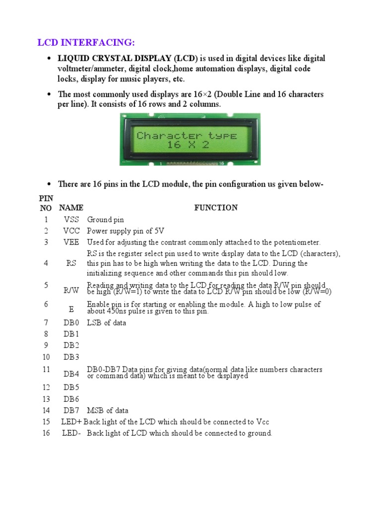 LCD Interfacing | PDF | Liquid Crystal Display | Computer Architecture