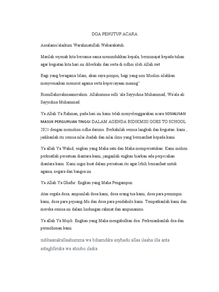 Doa Penutup Acara | PDF