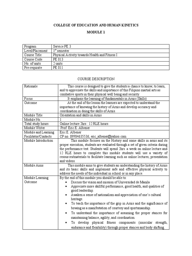 Module Pe3 (Service Pe) | PDF | Physical Education | Lecture