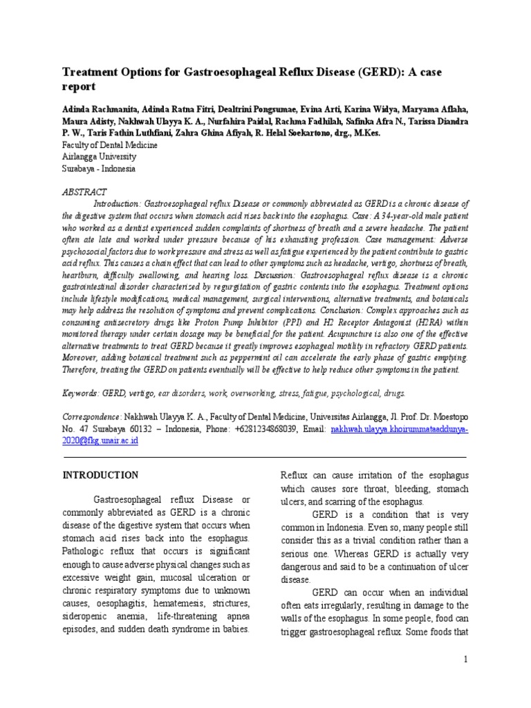 Case Reporrt Gerd | PDF | Gastroesophageal Reflux Disease | Heartburn