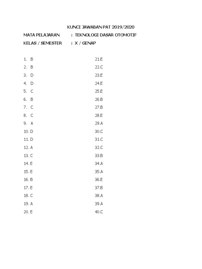 Kunci Jawaban PAT TDO | PDF
