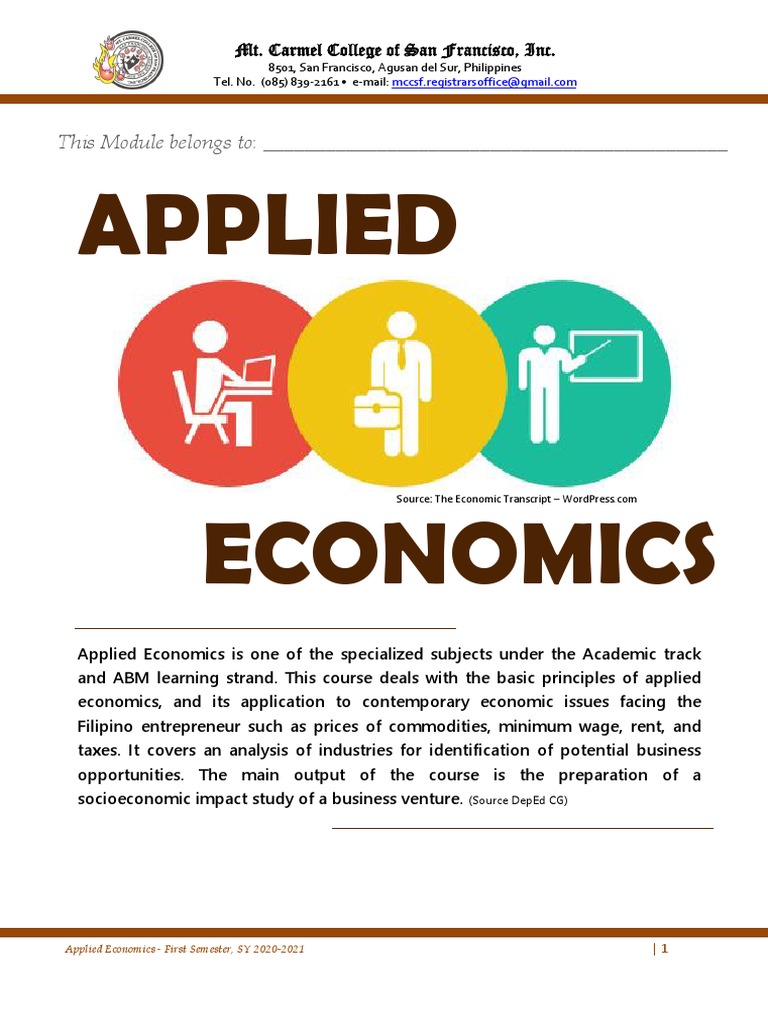Applied Economics, m1 (Week 1 & 2) | PDF | Microeconomics | Economics
