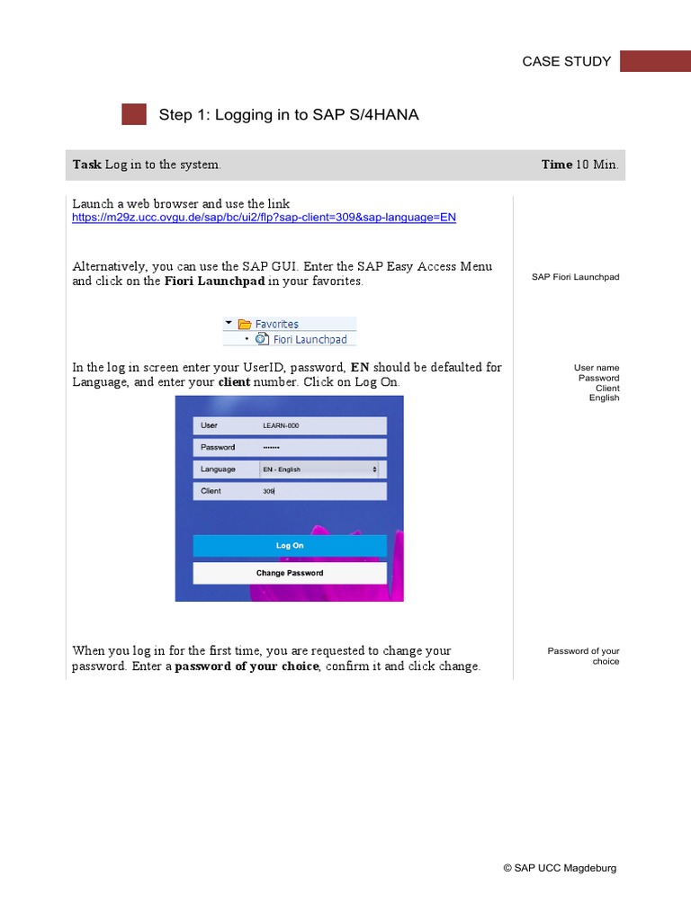Step 1 - Logging in To SAP S - 4 HANA | PDF