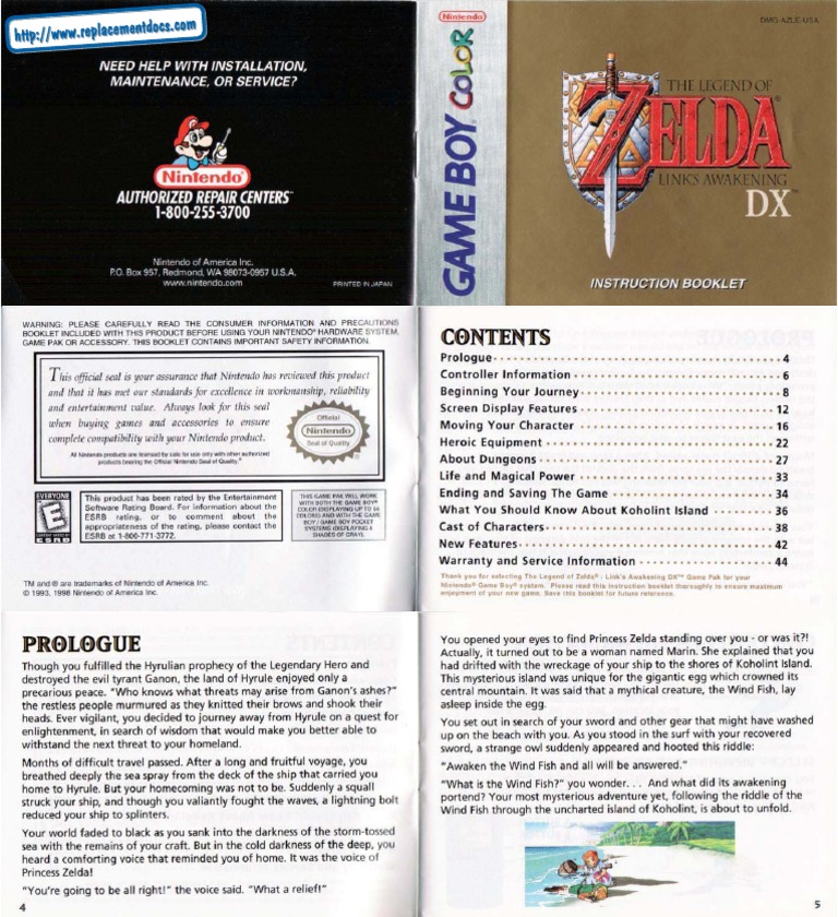 The Legend of Zelda - Links Awakening DX - Manual - GBC | PDF