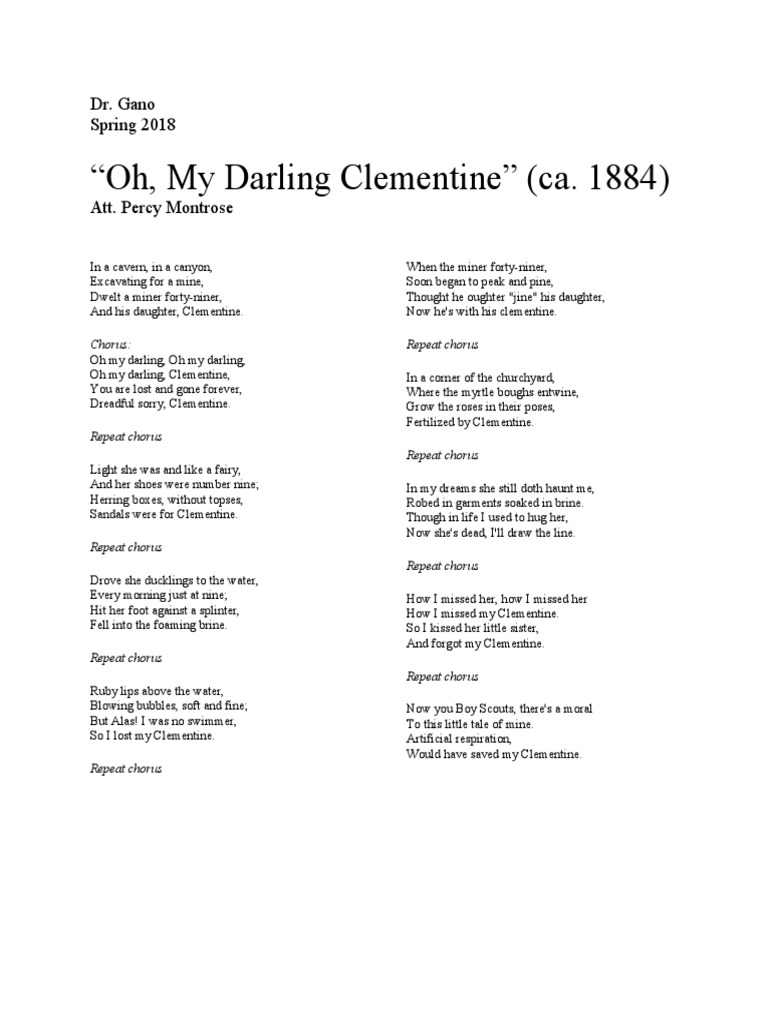 My Darlin' Clementine Lyrics | PDF
