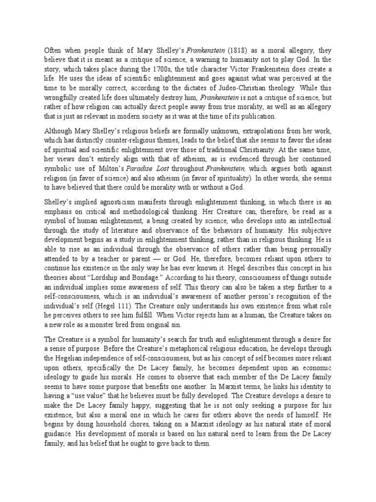 Frankenstein and God | PDF | Frankenstein | Paradise Lost