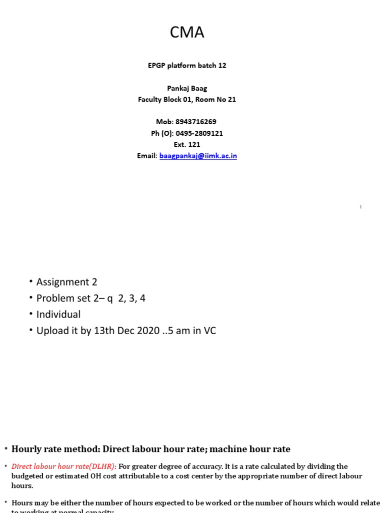 CMA Class 5 Sec A 2020 F | PDF | Accounting | Management Accounting