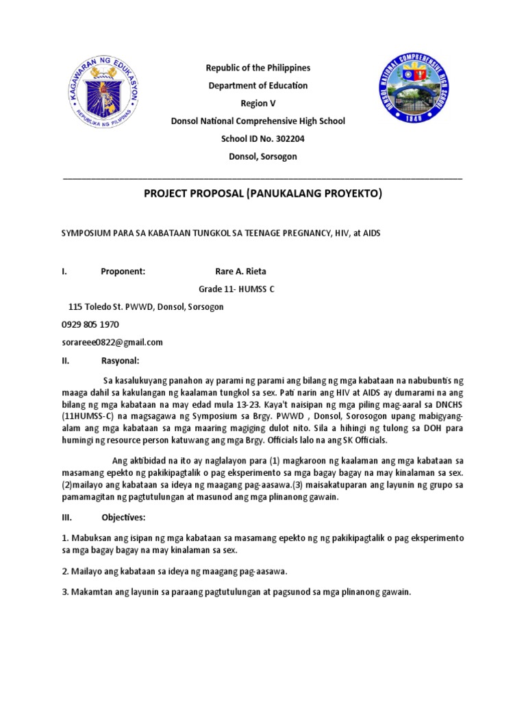 Halimbawa NG Panukalang Proyekto | PDF