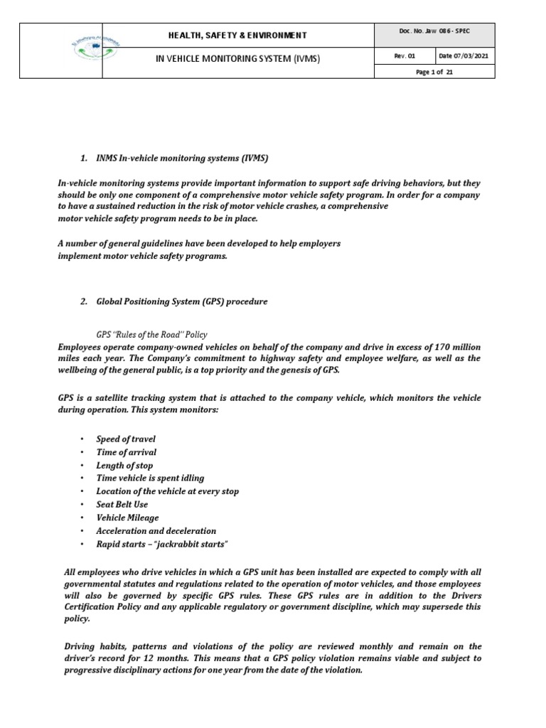 IVMS Guidelines for Vehicle Safety | PDF | Road Traffic Safety | Traffic