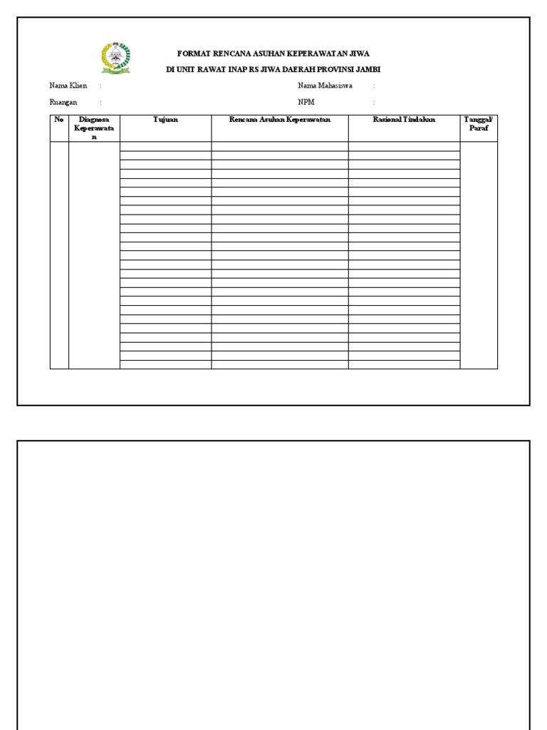 Format Rencana Asuhan Keperawatan Jiwa | PDF