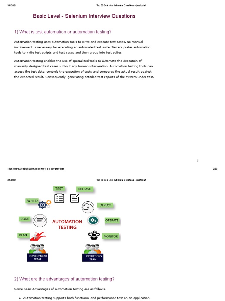 Top 50 Selenium Interview Questions - Javatpoint | PDF | Selenium (Software) | X Path