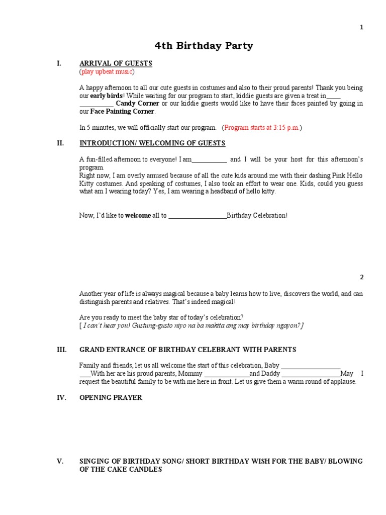 1st Birthday Mc Script Collection Online | www.oceanproperty.co.th