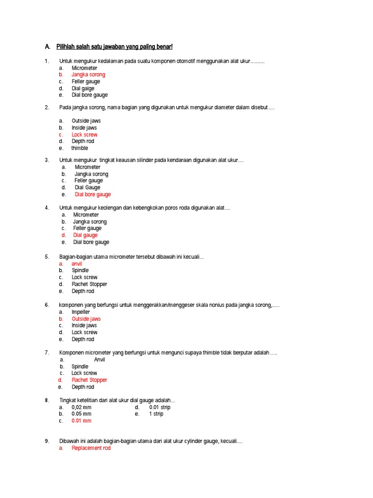 Soal Pdto Kelas 1 TKR 1dan 2 Genap 2021 A | PDF
