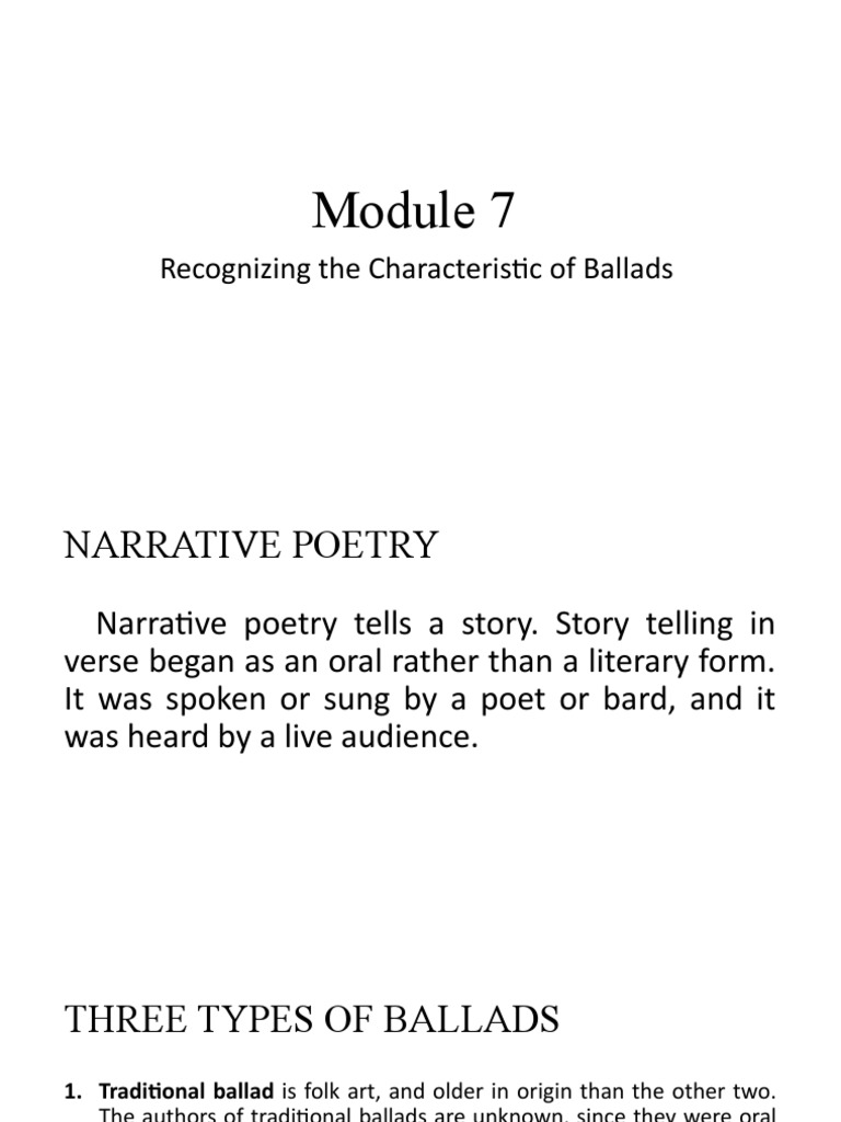 Recognizing The Characteristic of Ballads | PDF | Ballad | Poetry