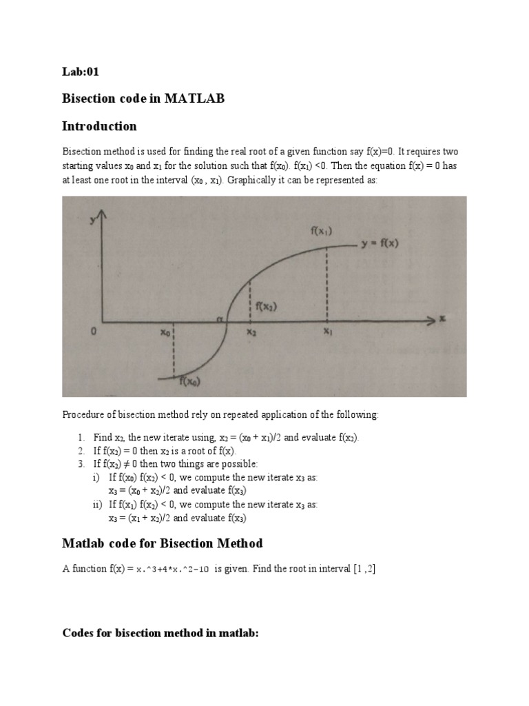 Bisection Method in MATLAB | PDF | Numerical Analysis | Matrix (Mathematics)