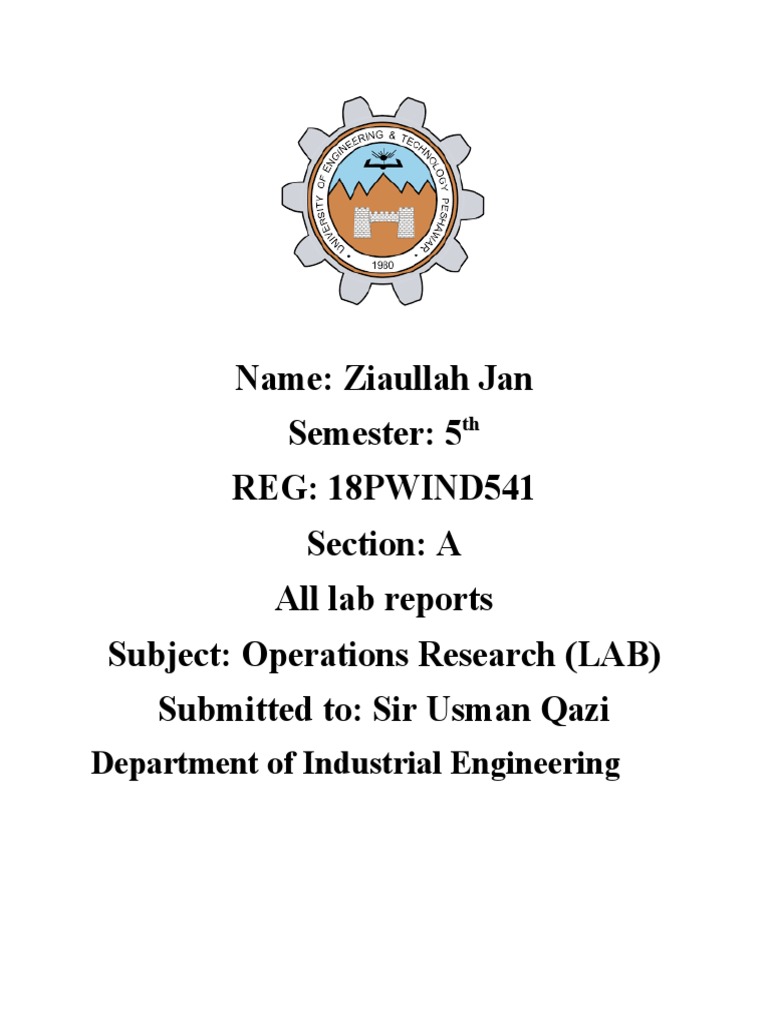 OR Lab Reports | Download Free PDF | Mathematical Optimization | Linear Programming