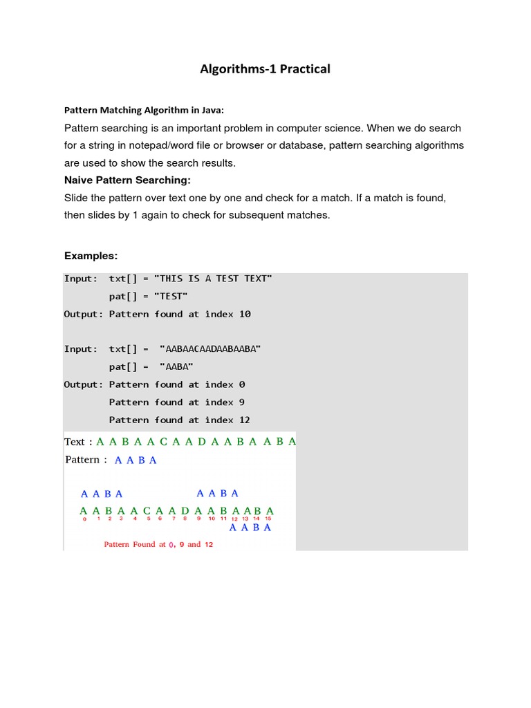 Algorithms-Practical For Pattern Matching-Brute Force | PDF | Computer Science | Mathematical ...