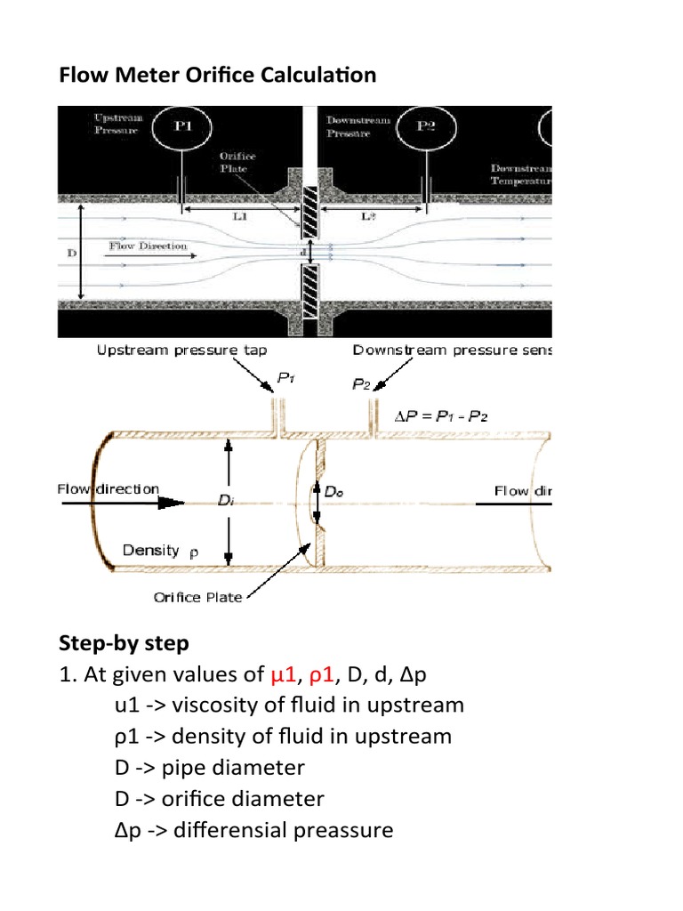 Flow Meter Orifice Calculation | PDF | Fluid Dynamics | Flow Measurement