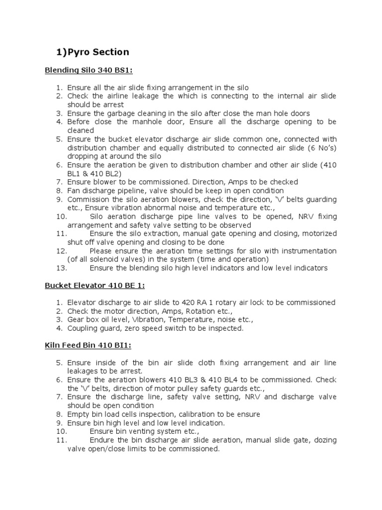 1) Pyro Section: Blending Silo 340 BS1 | PDF | Valve | Gear
