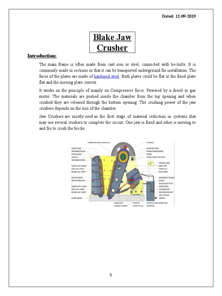Blake Jaw Crusher: Hardened Steel | PDF | Physical Quantities | Metrology